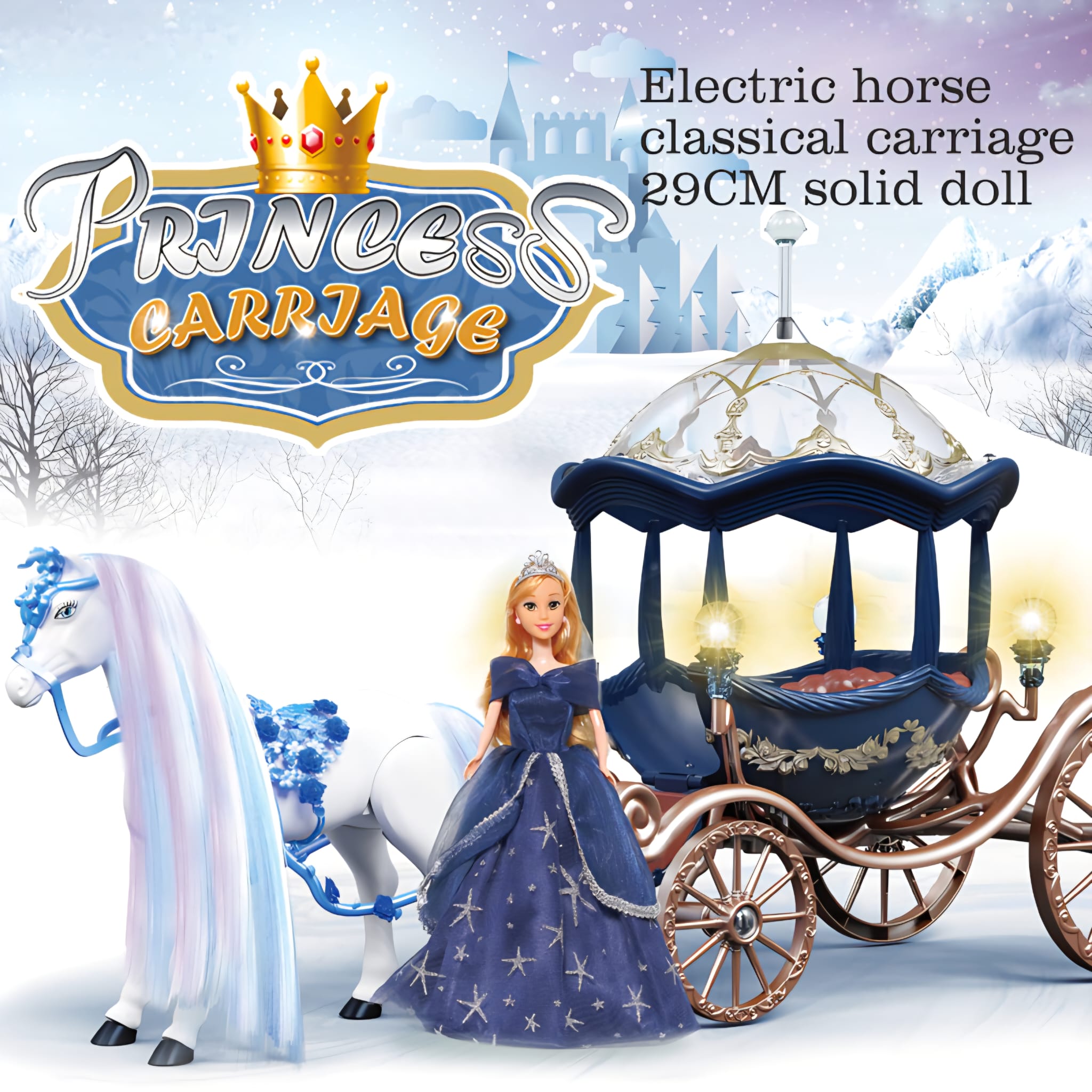 Papusa Princess cu Calut si Caleasca cu Lumini si Sunete » Bamby Land